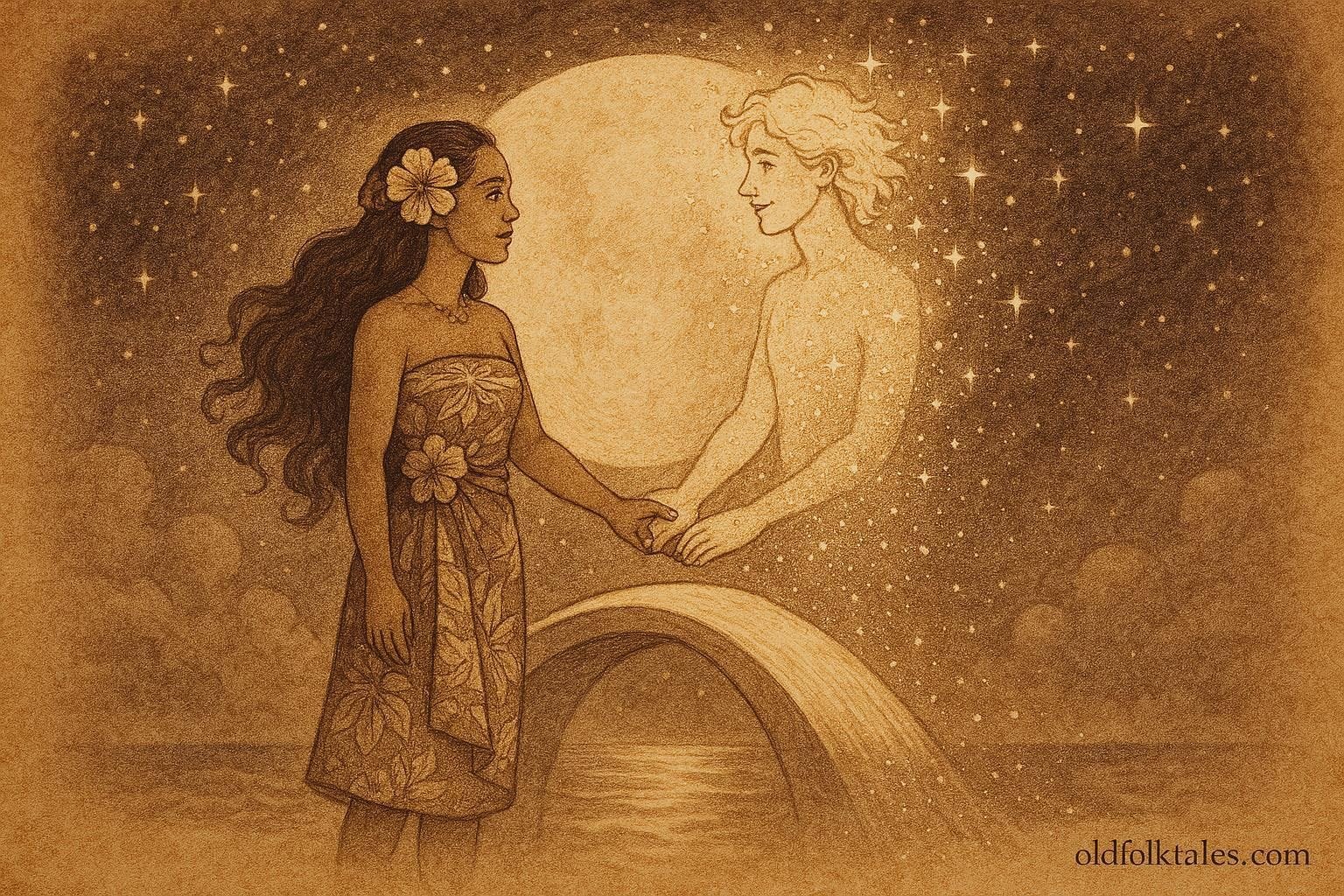 Aroha and the Celestial Youth: Tahitian Folktale of Stars